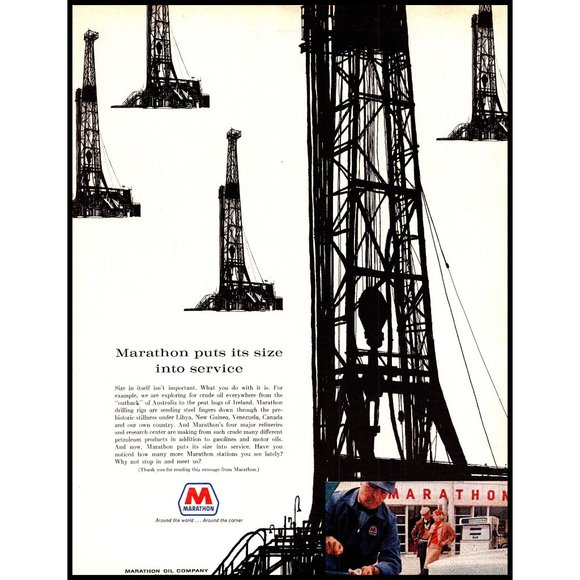Marathon Oil | Art | 963 Marathon Oil Rigs Drilling Vintage Print Ad ...